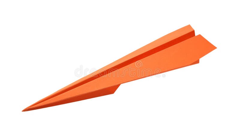 Handmade Orange Paper Plane Isolated on White Stock Photo - Image of ...