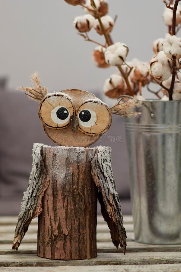 Owl Christmas Decoration. Handmade Owl Made of Logs and Eco Materials ...