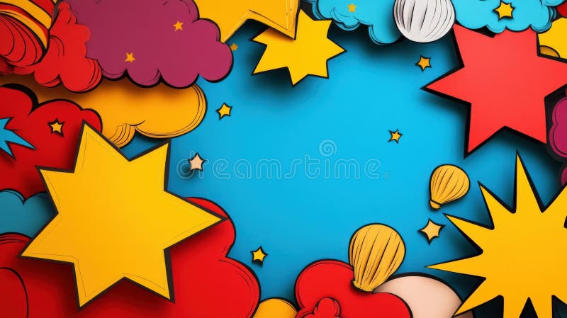 Handmade Paper Cutout Pop Art Comic Background Stock Photo - Image of ...