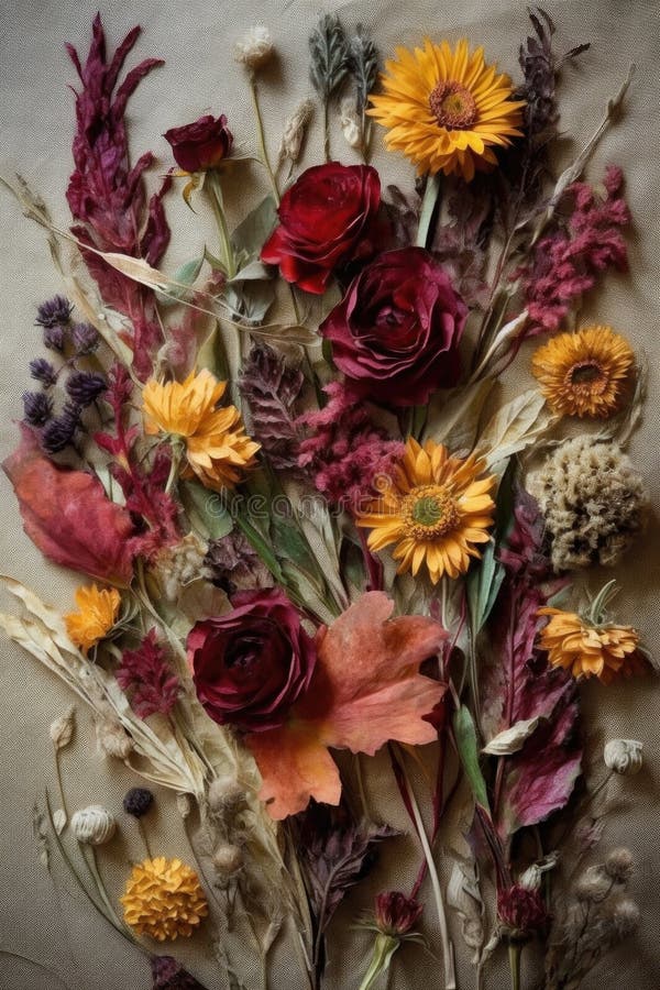 Handmade Paper with Dried Flowers and Leaves Stock Illustration ...