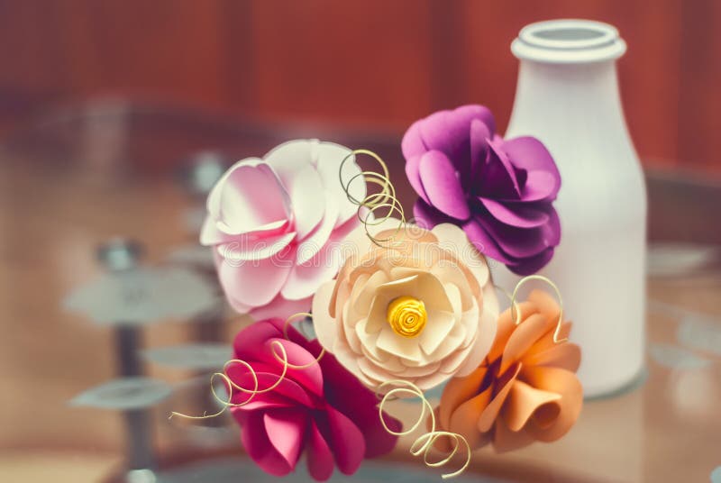 Handmade paper flowers stock photo. Image of bouquet - 55643488