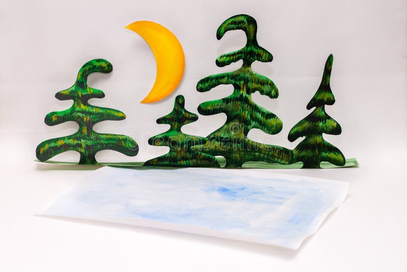 Handmade paper forest stock image. Image of moon, celebrate - 64094121