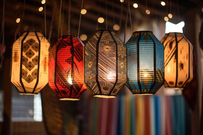 Handmade Paper Lanterns with Traditional African Patterns Stock ...