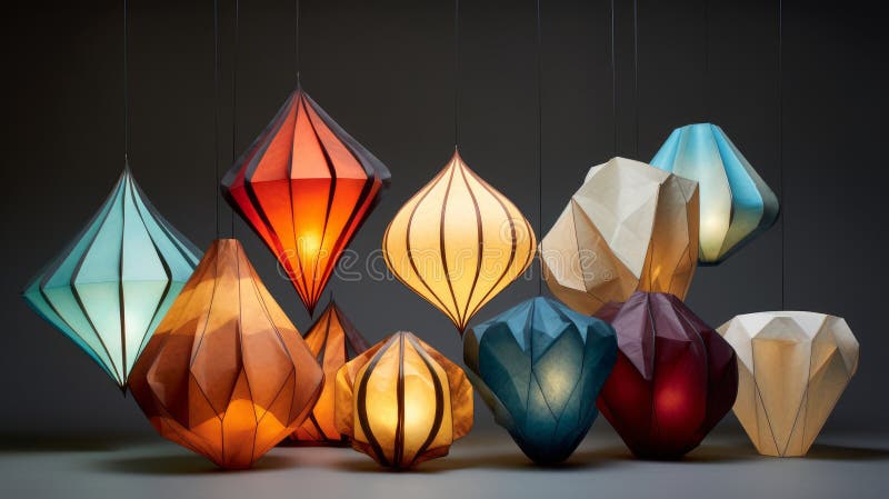 Handmade paper lanterns stock illustration. Illustration of beautiful ...