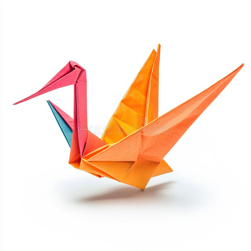 Handmade Paper Origami Crane on White Background Stock Photo - Image of ...