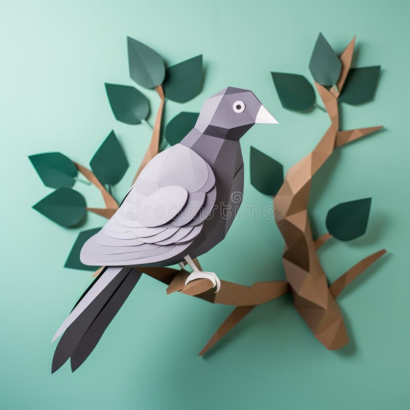 Handmade Paper Pigeon Art: Isometric, Multilayered Dimensions Stock ...