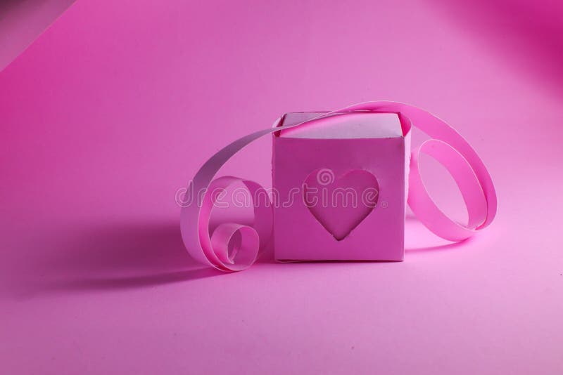 Handmade Paper Valentines Day Gift Box. Stock Image - Image of flower ...