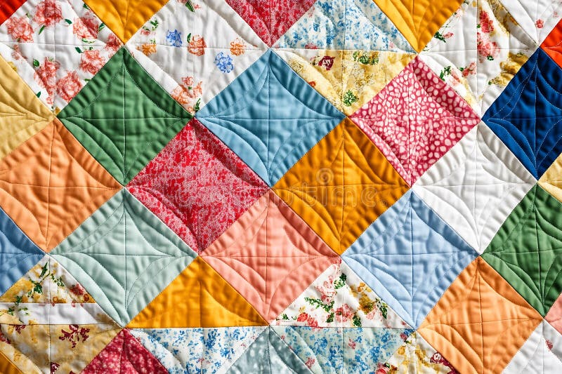 Handmade Patchwork Quilt As Background Geometrical Pattern Stock Image ...