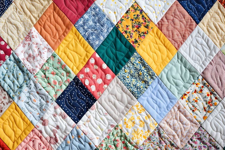 Handmade Patchwork Quilt As Background Geometrical Pattern Stock Image ...