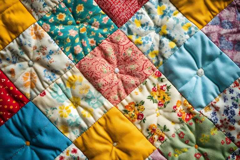 Handmade Patchwork Quilt As Background Geometrical Pattern Stock Image - Image of square ...