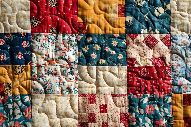 Handmade Patchwork Quilt As Background Geometrical Pattern Stock Image - Image of hobby ...