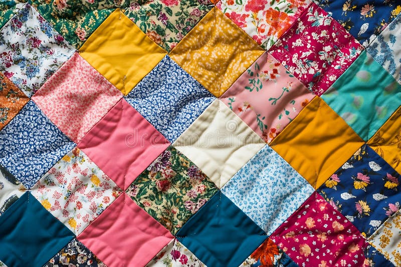 Handmade Patchwork Quilt As Background Geometrical Pattern Stock Image ...