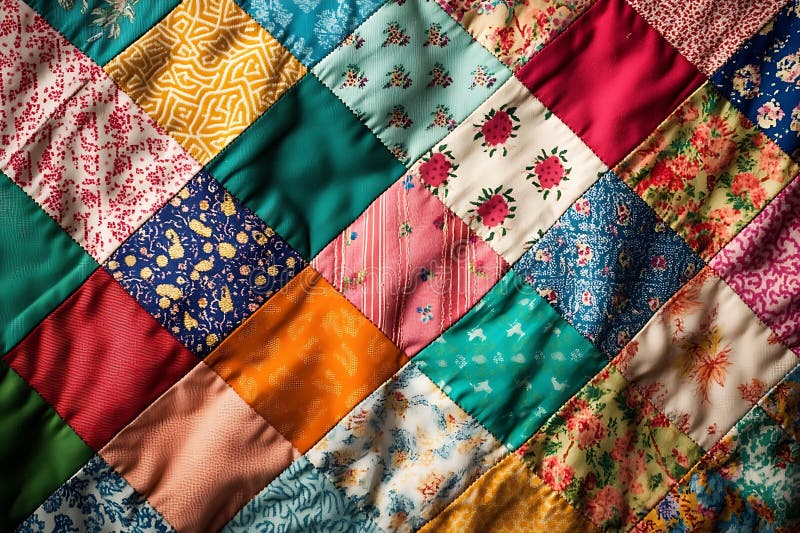 Handmade Patchwork Quilt As Background Geometrical Pattern Stock Photo ...