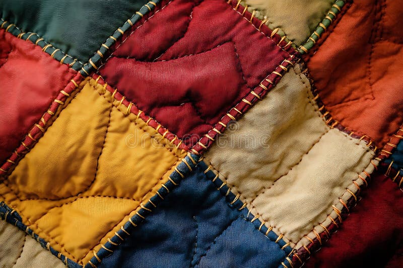 Handmade Patchwork Quilt As Background Geometrical Pattern Stock Image - Image of textile, plaid ...