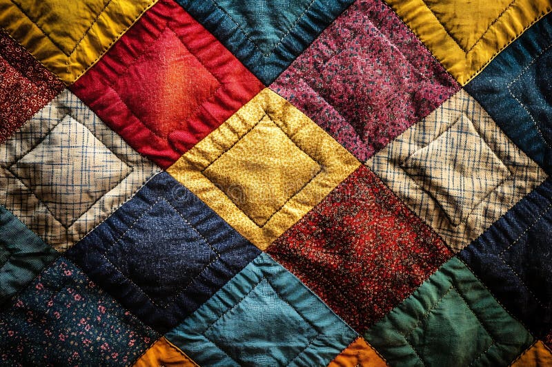 Handmade Patchwork Quilt As Background Geometrical Pattern Stock Image ...
