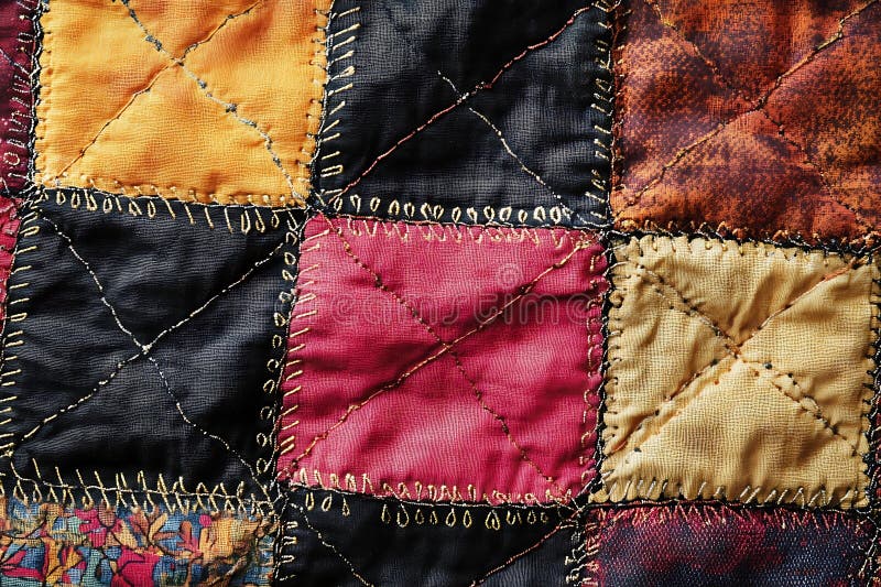 Handmade Patchwork Quilt As Background Geometrical Pattern Stock Photo - Image of square, craft ...