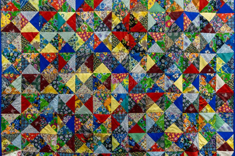 Handmade Patchwork Quilt Background with Colorful Rustic Ethnic ...