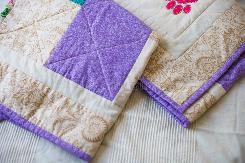 A Handmade Patchwork Quilt Repeating Square Pattern Stock Image - Image ...