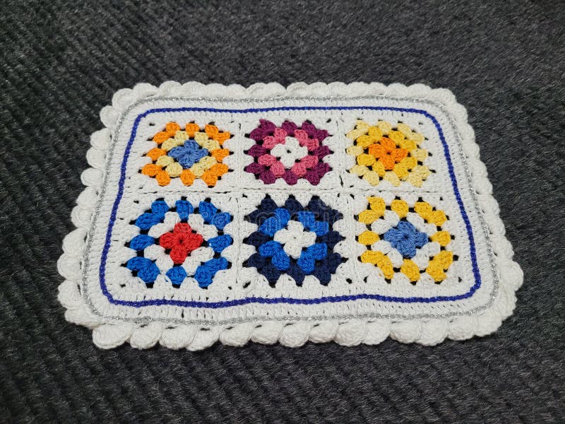 Handmade Pattern Crochet for Tray. Stock Photo - Image of closeup ...