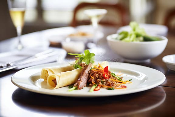 Handmade Peking Duck Spring Rolls Stock Illustration - Illustration of ...