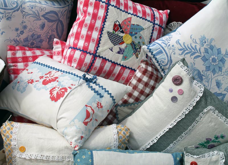 Handmade Pillows for Sale stock image. Image of vintage - 80024353