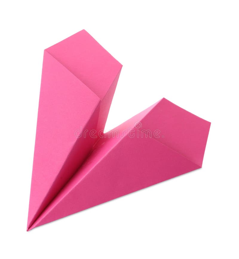 Handmade Pink Paper Plane Isolated on White Stock Photo - Image of idea ...