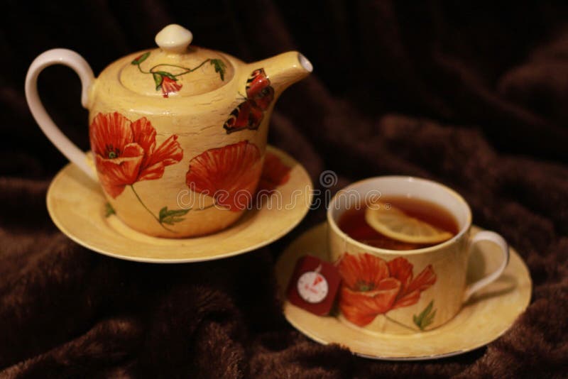 Handmade Poppy Tea Cups stock image. Image of handmade - 108379203