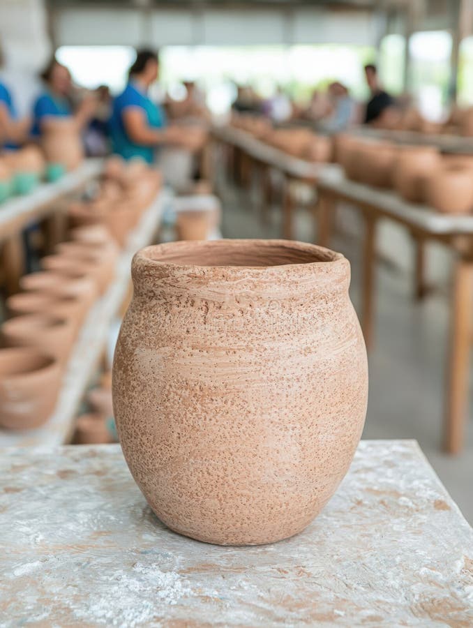 Handmade Pottery on Display in a Workshop Stock Illustration ...