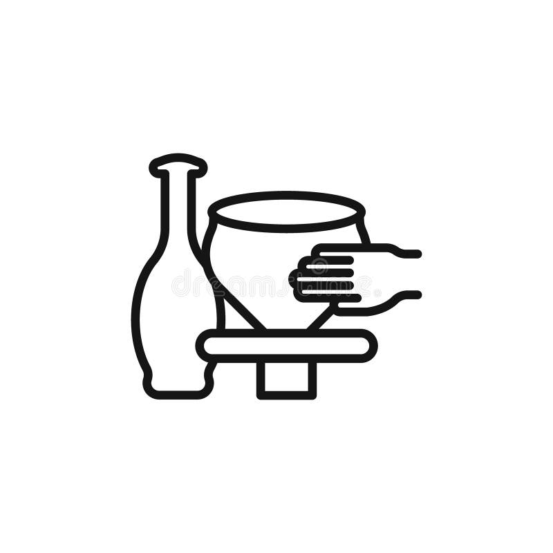 Handmade Pottery Icon Outline Collection In Black And On White