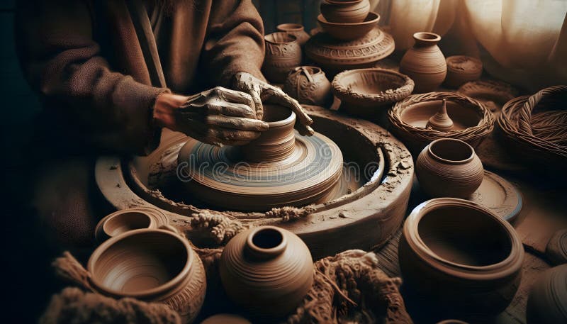 Handmade Pottery in Progress, Featuring Organic Shapes and Natural ...