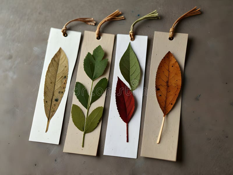 Handmade Pressed Leaf Bookmarks with Natural Laminated Leaves Stock ...