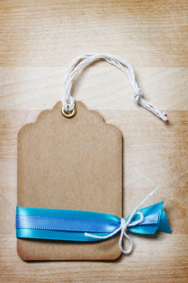 Handmade Price Tag with Blue Ribbons Stock Image - Image of card, label ...