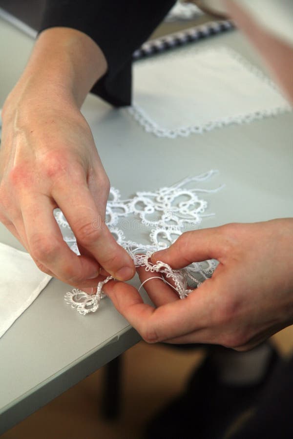 Process of lace making stock photo. Image of bobbin - 190124730