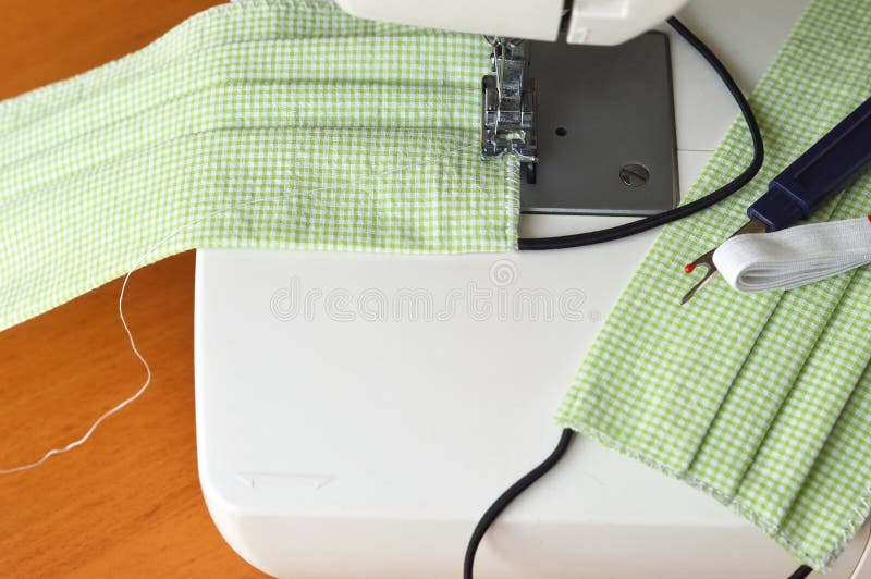 Handmade Protective Masks. Sewing Protective Cotton Medical Mask Stock ...