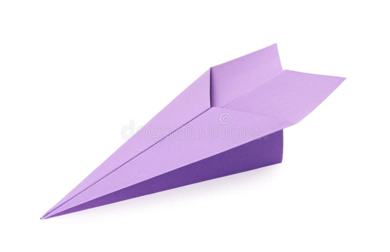 Handmade Purple Paper Plane Isolated on White Stock Photo - Image of ...
