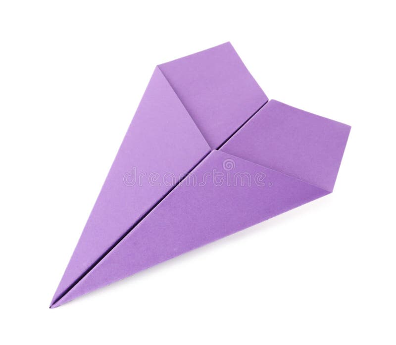 Handmade Purple Paper Plane Isolated on White Stock Photo - Image of ...