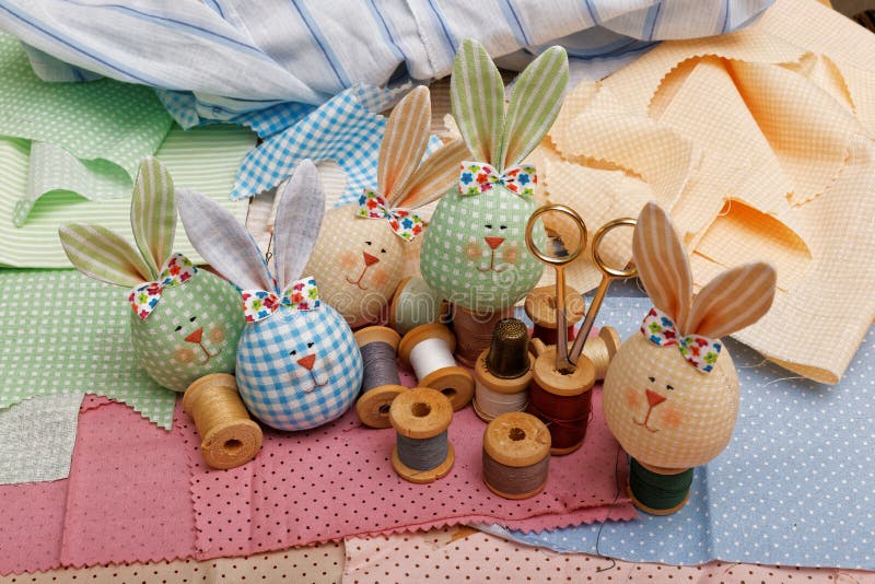 Handmade rabbits stock image. Image of textile, cloth - 63690029