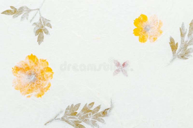 The Handmade Recycled Flower and Leaf Paper Background Stock Photo ...