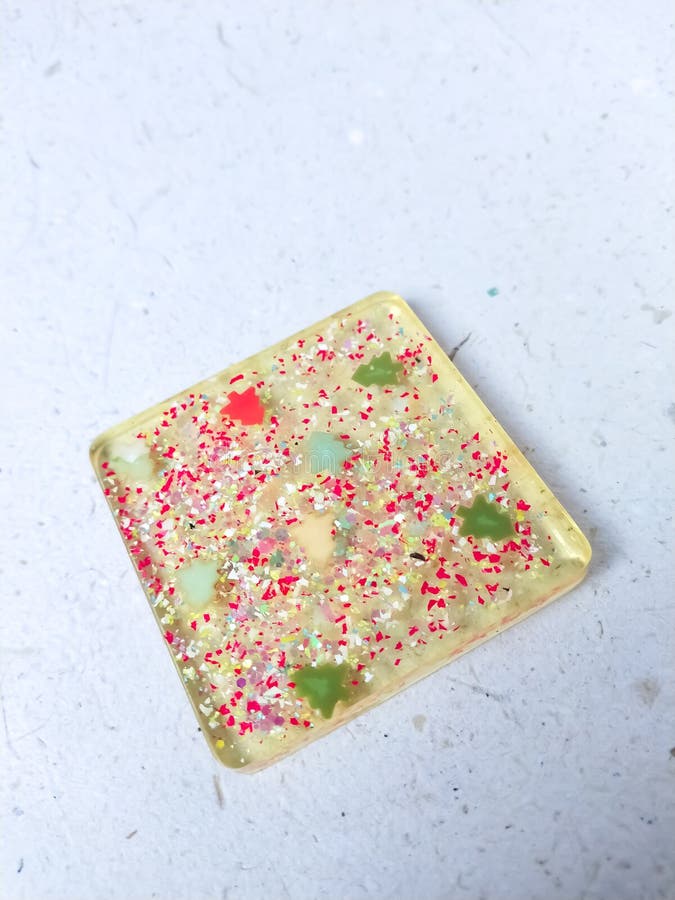 Handmade Resin Coaster with Floral Pattern on White Background Stock ...