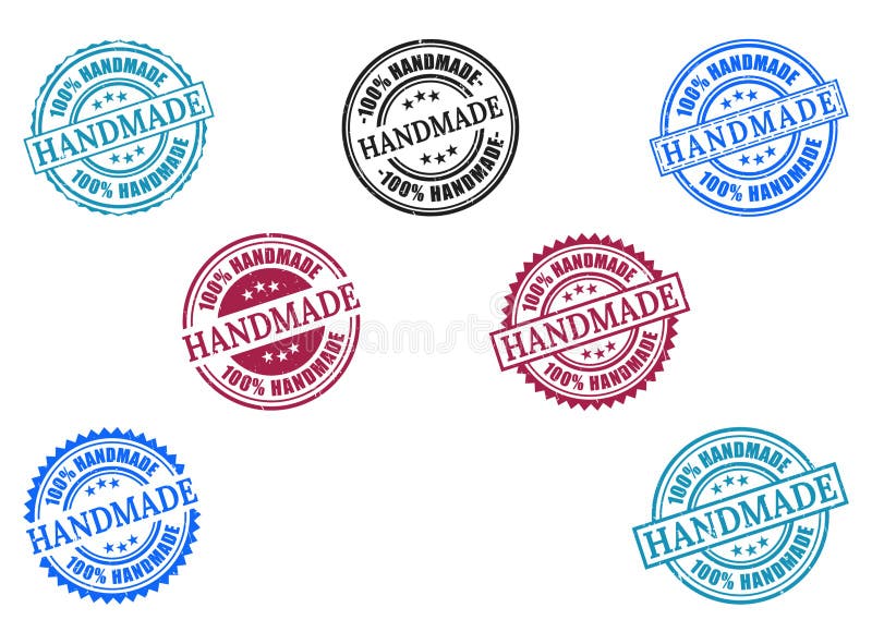 100 Handmade Rubber Stamp Collection, Product Seal Vector Set Stock ...