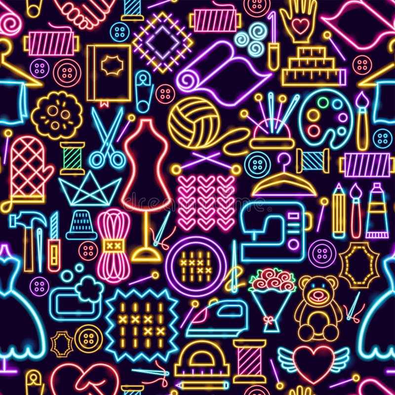 Handmade Seamless Neon Pattern Stock Vector - Illustration of texture ...