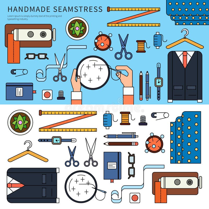 Handmade seamstress set stock vector. Illustration of needlework - 85997253