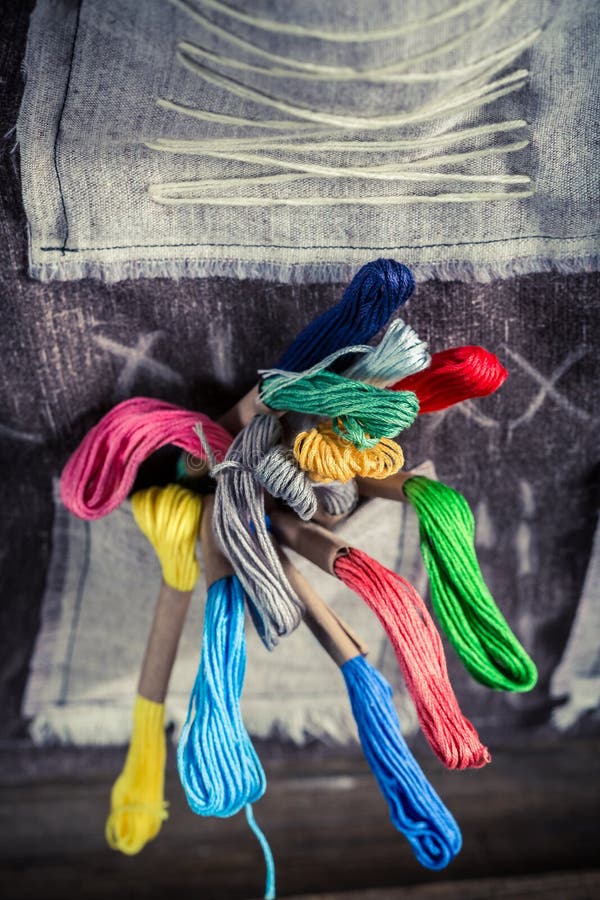 Handmade Sewing Cloth Made of Threads, Needles and Buttons Stock Image ...
