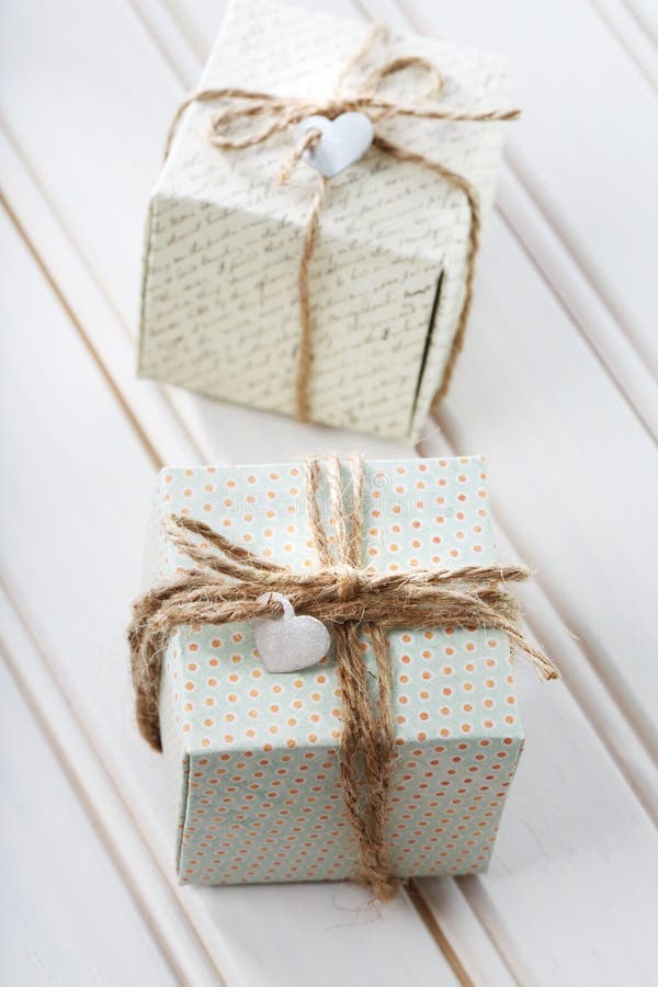 Handmade Small Present Boxes Stock Photo - Image of christmas, ribbon ...