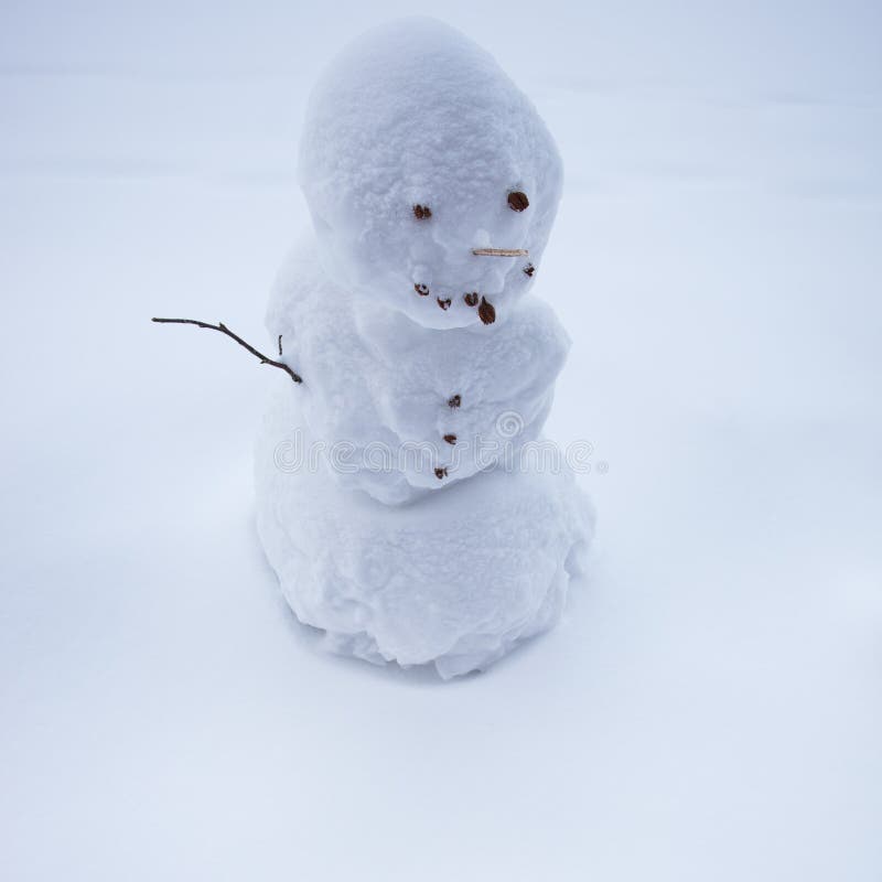 Handmade snowman in snow stock image. Image of landscape - 35722365