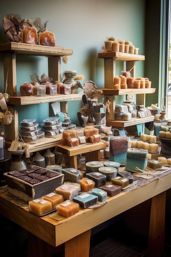 Handmade Soap and Bath Products Display Stock Illustration ...
