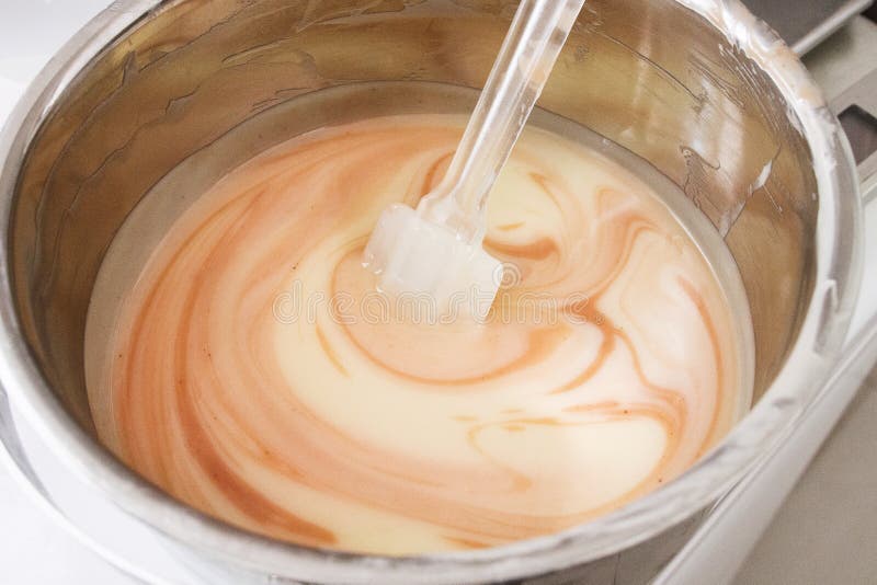 Handmade Soap Process, Mixing Natural Clay with Soap Batter Stock Image ...