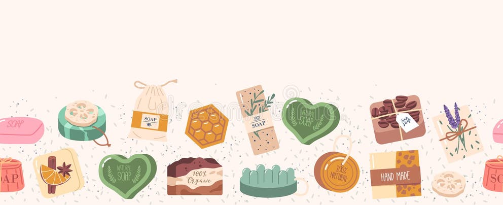 Handmade Soap Seamless Pattern. Visually Appealing Design Featuring an ...