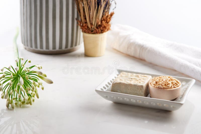 Two soaps in the bathroom stock photo. Image of water - 207666400