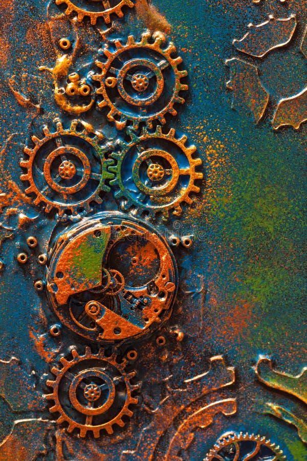 Handmade Steampunk Background Mechanical Cogs Wheels Clockwork Stock ...